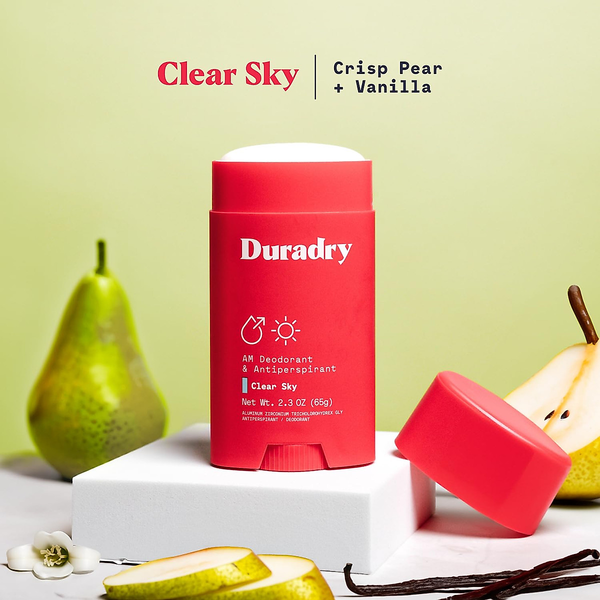 Duradry Antiperspirant Deodorant for Women and Men - Anti Sweat Maximum Strength Deodorant, Excessive Sweat Protection for Armpits, Naturally Neutralize Odor - Clear Sky, 2.3 Oz