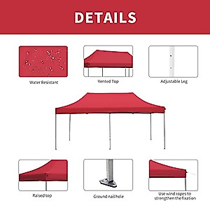 10 FT X 10 FT Double Hardtop Gazebo Galvanized Steel Outdoor Patio Gazebo Aluminum Frame Double Vented Roof Pergolas with Curtains (Red)