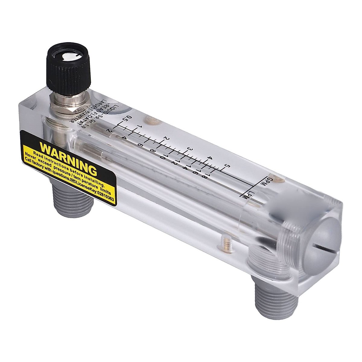 Liquid Flowmeter, Panel Type High Accuracy Water Meter Acrylic Transparent Adjustable Fluid Meter for Measure and Control The Rate of Liquid Medium, 0.5-5GPM