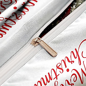 CCoutueChen Xmas Duvet Cover Queen Red White Christmas Comforter Cover Farmhouse Holiday Decor Duvet Cover Set 3Pcs (2 Pillowcases, No Comforter)