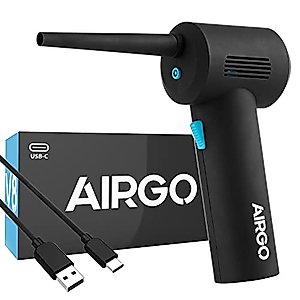 IT Dusters AIRGO Mini Air Duster Cleaner for PC, Laptop, Console, Electronics and Home Cleaning, Cordless and Rechargeable, An Environmental Alternative to Spray Air Can Duster Keyboard Cleaner, Black