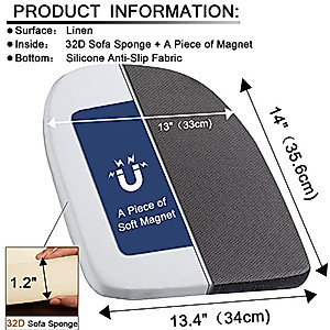 BUYUE Natural Linen 14x14 Magnetic Cushions for Metal Chair Set of 4, Enhanced Anti-Slip Seat Pads for Dining Kitchen Café Stackable Chairs (U-Shape, Black, 4 Counts)