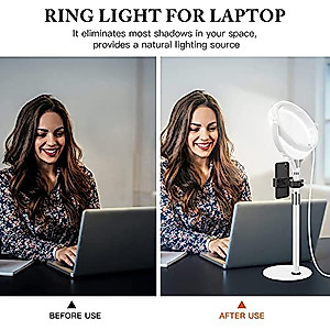 Video Conference Lighting Kit for Zoom Meeting, Desktop Ring Light with Stand for Laptop/Computer/Monitor/Webcam/iPhone, Selfie Circle Light for Zoom Calls/Online Virtual Meeting/Office Video Calls