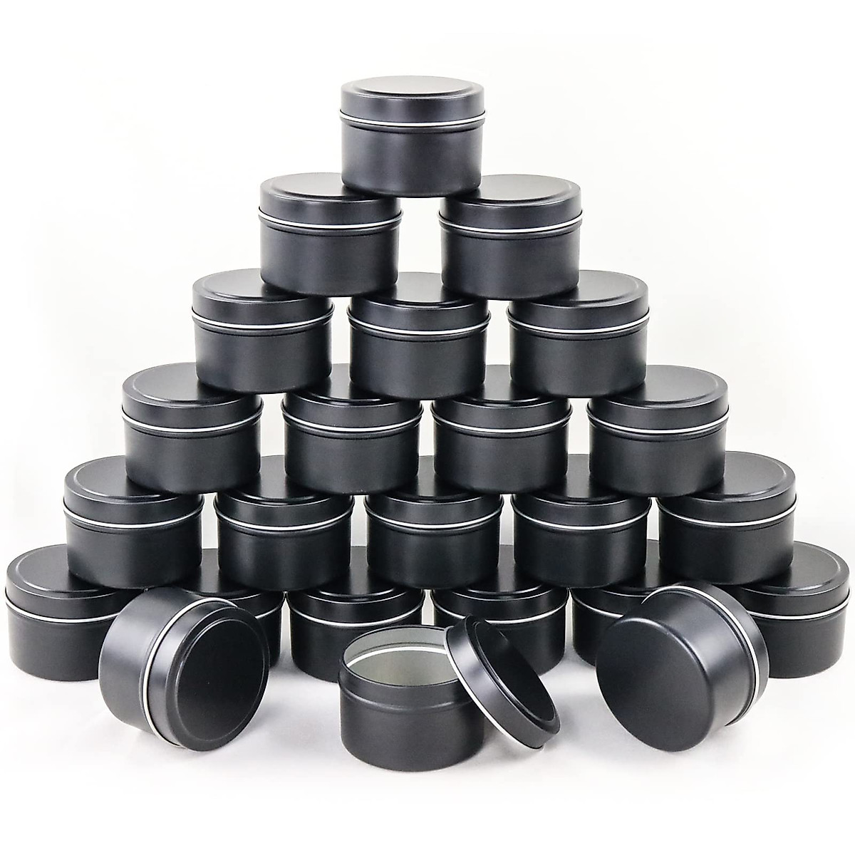 EricX Light Candle Tin 24 Piece, 4 oz, for Candle Making, Black