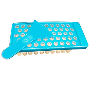 Lip Balm Container Tray Kit with Fill Tray and Spatula, BPA Free, Made in the USA, Includes 50 Clear Containers with Caps (0.15 oz each) by Mary Tylor Naturals