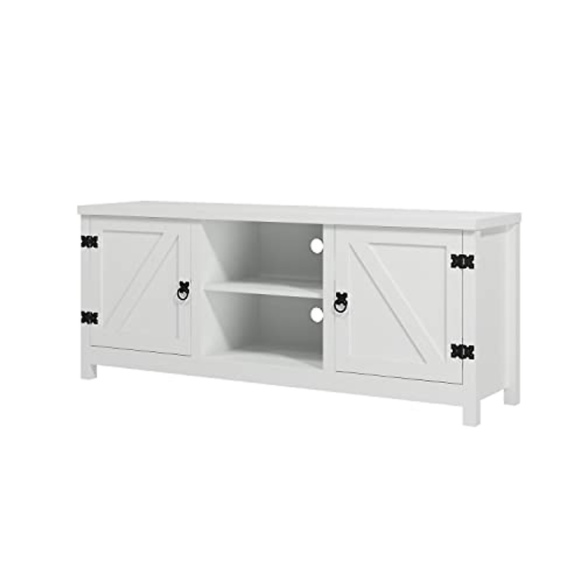 Panana Modern Farmhouse TV Stand for 65 inch TV, Entertainment Center with Storage and Open Shelves, Wood TV Stands TV Table Stand for Living Room, Bedroom (White, for 32"-65" TV)