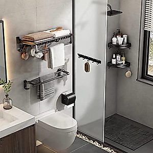 Hanrace 24Inch Towel Racks for Bathroom,Bathroom Storage,No-Drill Towel Rack,Wall Mounted Bath Towel Holder