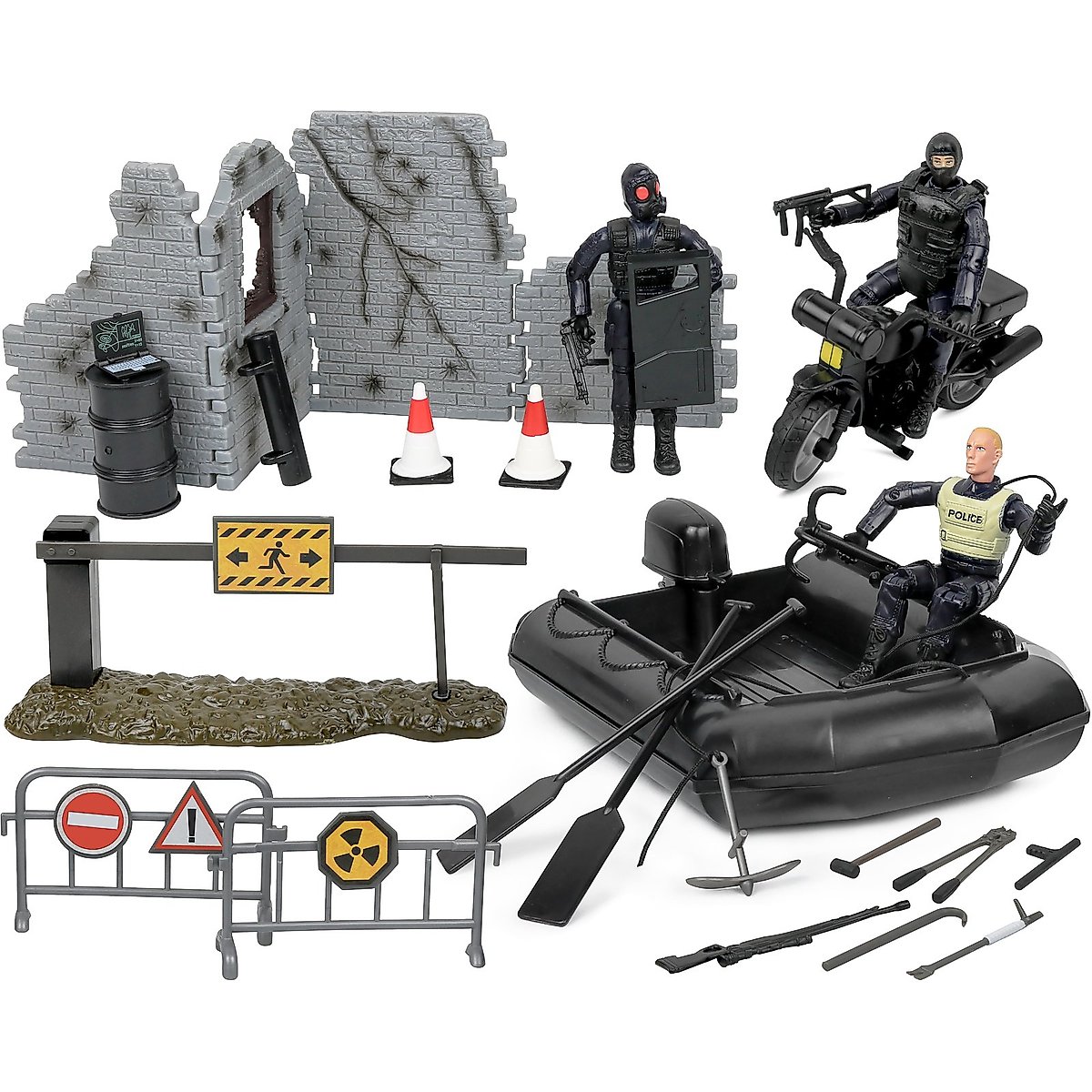 Click N' Play Army Action Figures & Click N Play Military Police Elite SWAT Patrol Team Play Set, 32-Piece Play Set & Accessories, 3 SWAT Team Action Figures w/ Guns & Vehicle Army Playsets for Boys