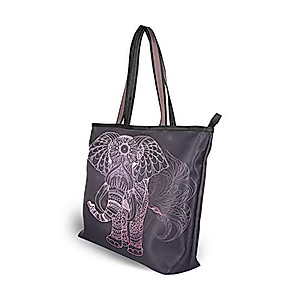 QMXO African Ethnic Elephant Handbags and Purse for Women Tote Bag Large Capacity Top Handle Shopper Shoulder Bag