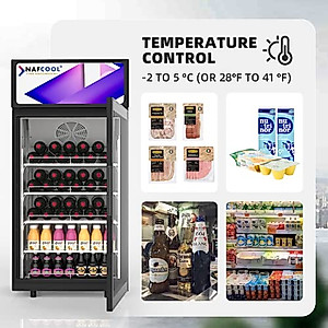 NAFCOOL Sub Zero Commercial Beverage Refrigerator Cooler, 3 Cu Ft Mini Small Undercounter Countertable Refrigerator Drink Display Fridge with Glass Door Home or Sale Used,ETL & NSF Approval, 20" Wide