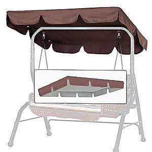 LZBMIEF Swing Canopy Replacement, Swing Chair 2/3 Seater Canopy Cover Waterproof Porch Garden Hammock Top Cover for Outdoor Patio Garden Furniture Swing Chair (Coffee, 76.7"x49.2"x5.9")
