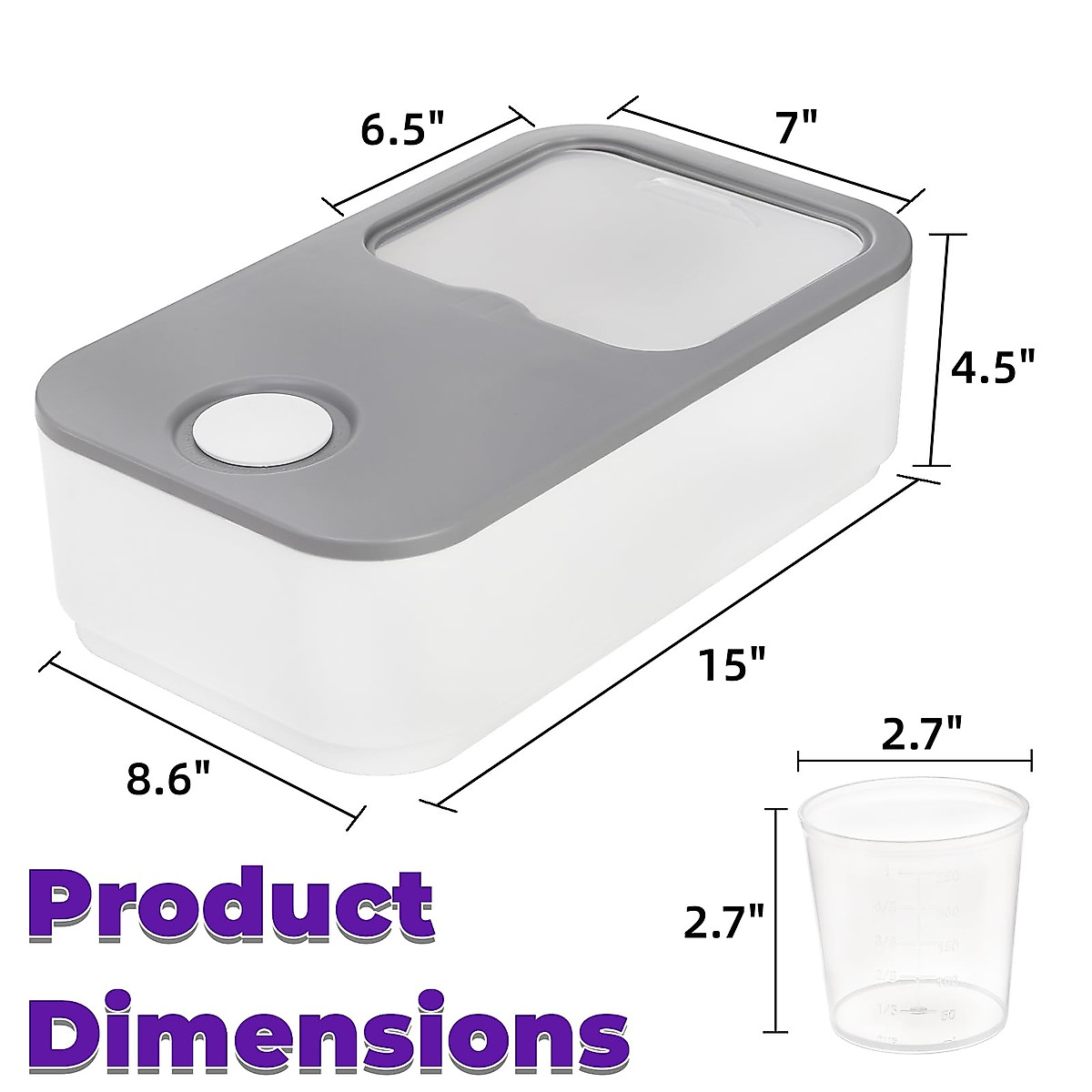 Goaste Laundry Pod Container with Slide Lid, 15 Inch Laundry Powder Holder with Measuring Cup, Large Capacity Laundry Detergent Storage Box for Organization (Fits 2 Bottles of Detergent, 120-150 Pods)