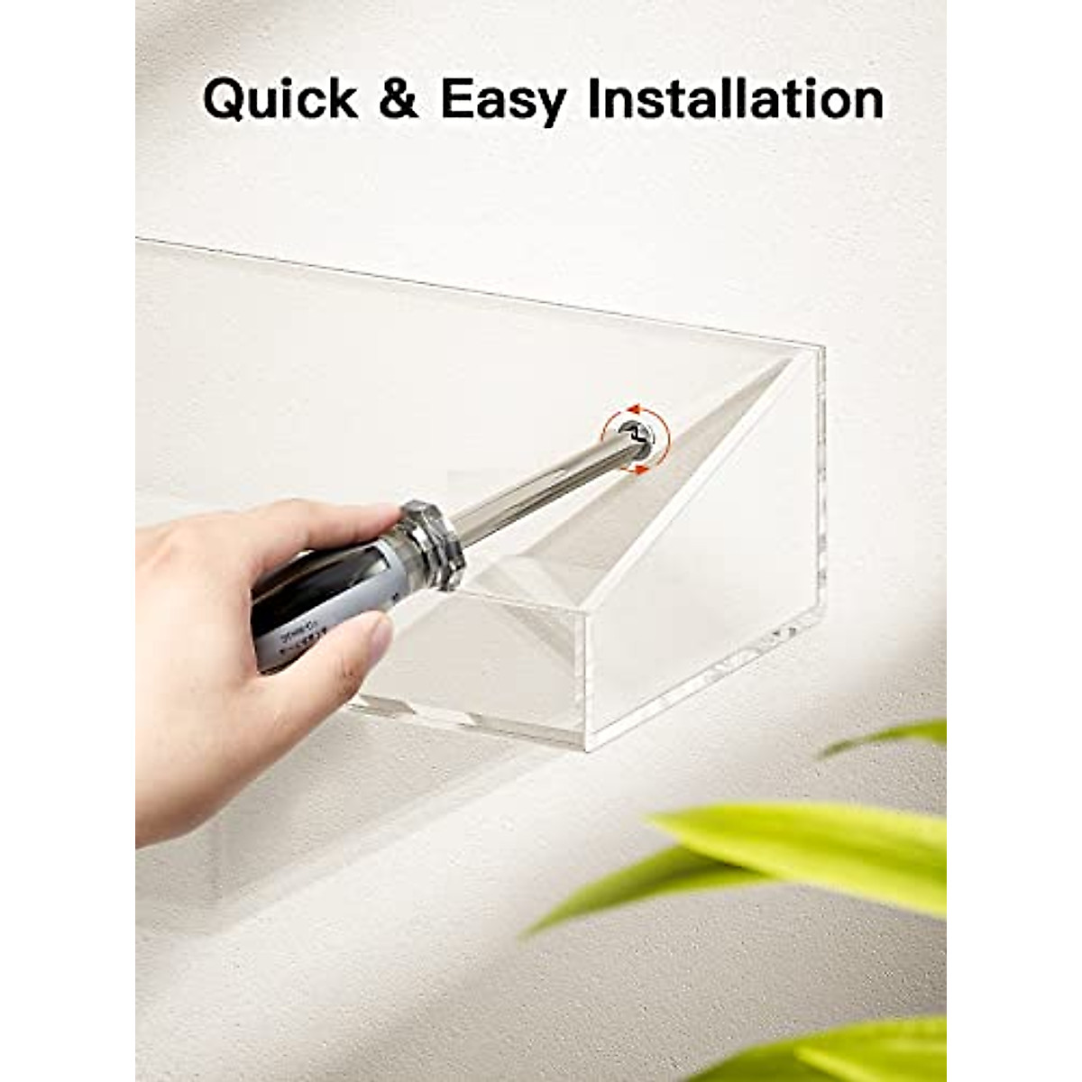 AMADA HOMEFURNISHING Acrylic Shelves, Floating Shelves with Mounting Hardware & Raised Edges, Clear Shelves for Pops, Kids' Books, Makeup, Collection Display & Organization, Set of 4, AMFS28