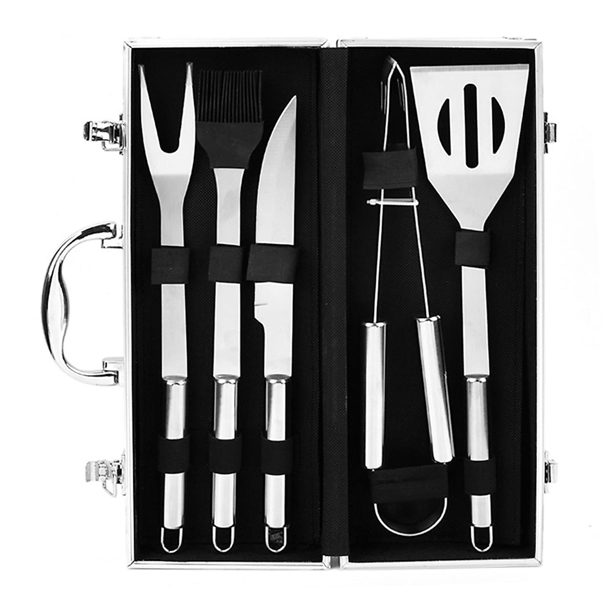 CYXI 5 PCS Barbecue Tool Set with Portable Compact Carry Case,Grill Accessories, Grilling Utensil Kit,for Travel, Picnics, RVs, Camping, BBQs, Parties