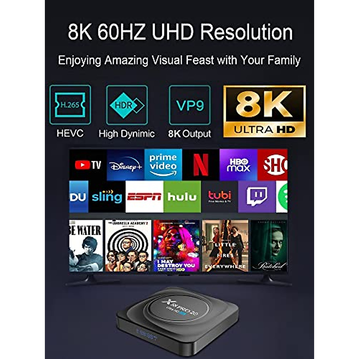 8K Android TV Box 11.0, RUPA Smart TV Box RK3566 4-Core 64 Bits, 4GB RAM 32GB ROM Android Box with 1000M LAN Dual WiFi 2.4G/5G, Support 8K/6K/4K 3D BT4.0 USB 3.0 Android TV Box