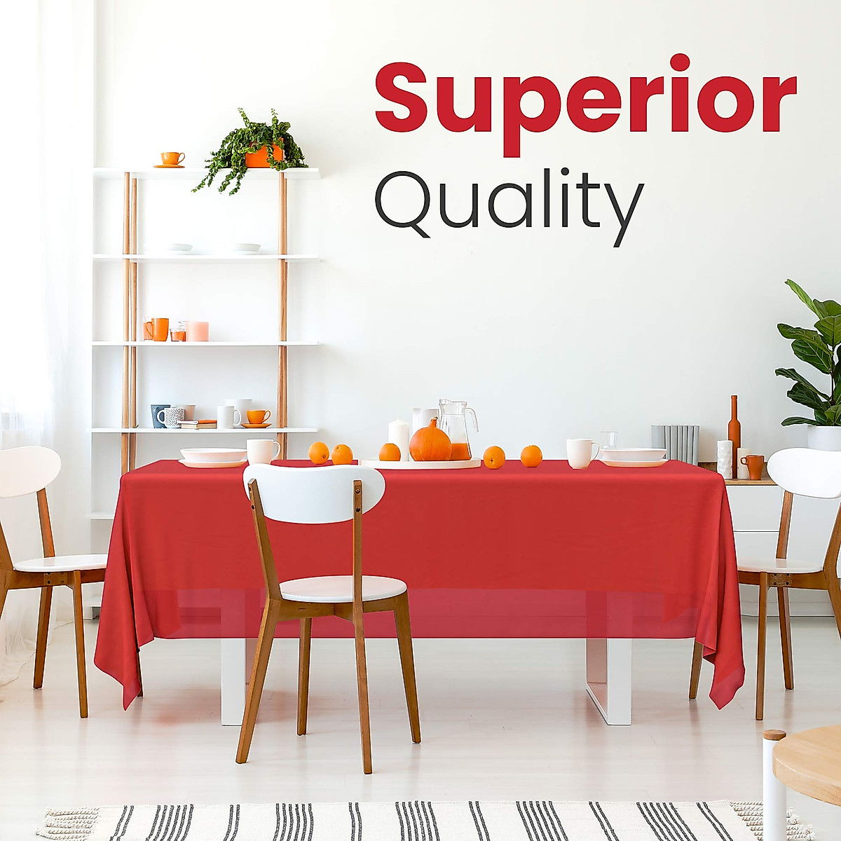 5 Pack Premium Red Plastic Tablecloth - 108 x 54 in. Disposable Rectangle Plastic Table Cloth - Decorative Rectangle Table Cover Smooth Tablecloth - Disposable Table Cloths For Parties, Weddings.