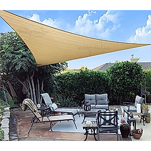 SUNNY GUARD Sun Shade Sail 16'5''x16'5''x16'5'' Triangle Sand UV Block Sunshade for Backyard Yard Deck Patio Garden Outdoor Activities and Facility