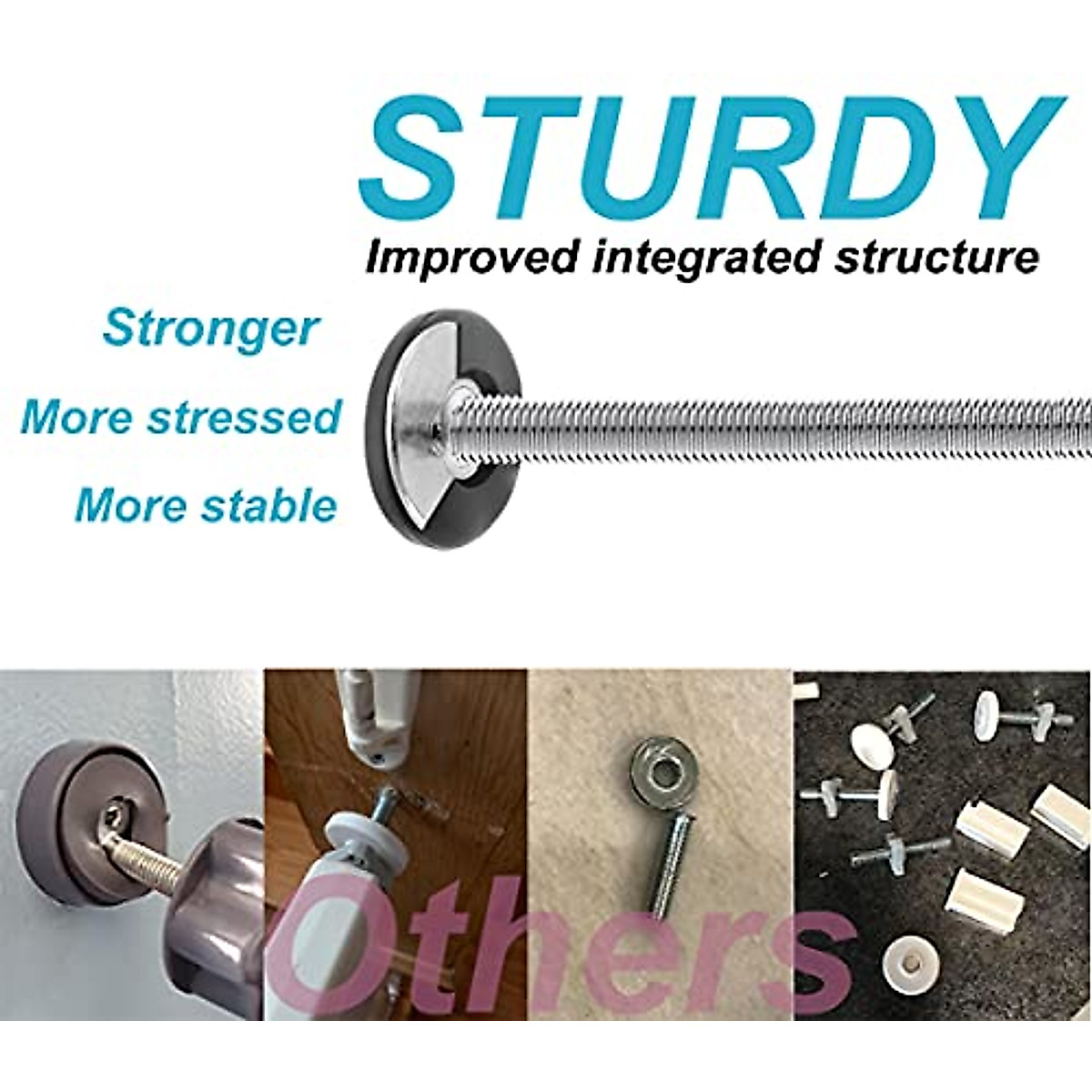 4Pcs Universal Baby Gate Threaded Spindle Rod, M8 (8mm) Replacement Bolt Part for Baby & Pet Pressure Mounted Safety Gates, Extra Long Baby Tension Gate Extender (White)