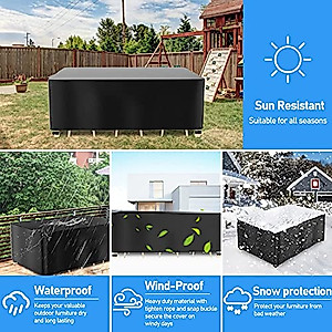 DUDSOEHO Patio Table Cover 100% Waterproof, 72x47x28 inch Outdoor Table Cover Rectangular, Patio Furniture Cover for Dinning Furniture, Picnic Coffee Tables Chairs and Sofas, Black