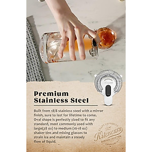 KITESSENSU Cocktail Strainer, 2 Prong Stainless Steel Hawthorne Drink Strainer Cocktai with Non-Slip Finger Rest, Bar Tools for Professional Bartenders, High Density Spring