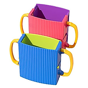 Baby Juice Box Holder Juice Bag Holder for Toddlers No Squeeze Adjustable Folding Food Pouch and Milk Box Holder for Kids No Spill 2-Pack (Blue&Pink)