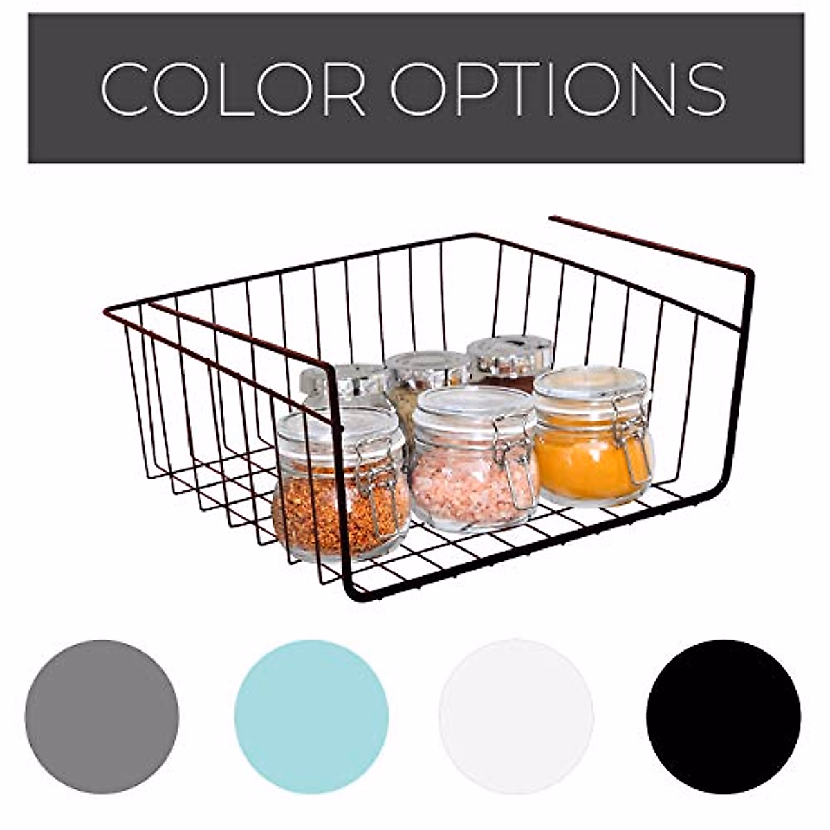 Smart Design Undershelf Storage Basket - Small - Snug Fit Arms - Steel Metal Wire - Rust Resistant - Under Shelves, Cabinet, Pantry, and Shelf Organization - 12 x 5.5 Inch - Bronze