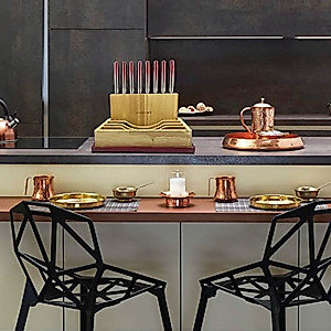 KNIFAST 41-Piece Silverware Set, Stainless Steel Flatware Cutlery Set, Tableware Eating Utensils Include Rubber Wood Block/Steak Knife/Knife/Fork/Spoon, Mirror Polished, Dishwasher Safe (Red)