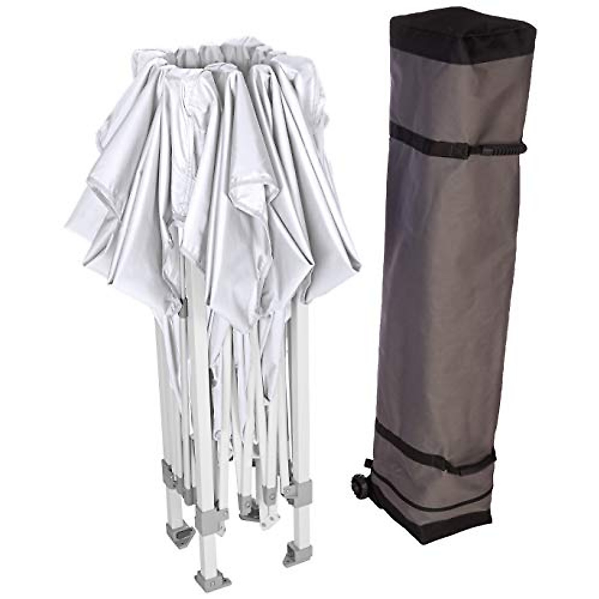 Amazon Basics Outdoor Pop Up Canopy with Wheeled Carry Bag, 10x10 ft, 8 Pegs and 4 Ropes, 4 Weighted Bags, White