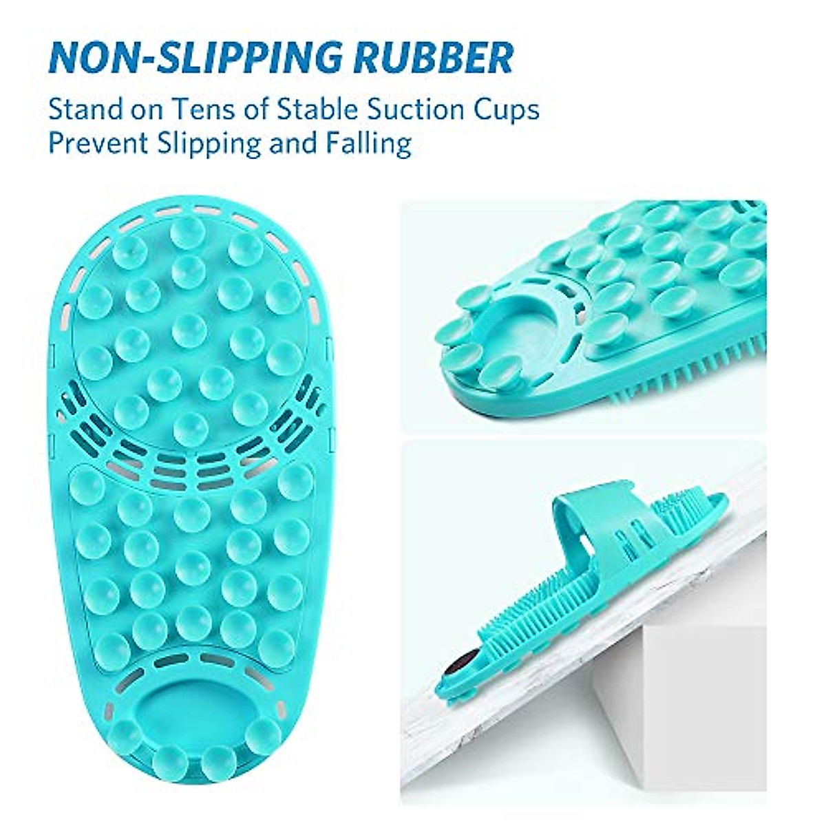 meidong Silicone Shower Foot Scrubber Personal Foot Massage and Cleaning, Non-Slip Foot Scrubber for Men and Women (1PCS Green)