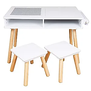 Elk and Friends Kids/Toddler Multi Activity Table with 2 Chairs | Building Blocks Desk/Table with Storage | Craft Play Table Plus Paper Roll | Sensory Table