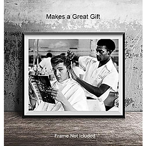 Vintage Elvis Photo, Wall Art Decor - Barbershop Haircut Photograph for Salon, Barber Shop, Bathroom, Living Room, Bedroom - Gift for Country Music, Graceland Fan, Hair Stylist - 8x10 Poster