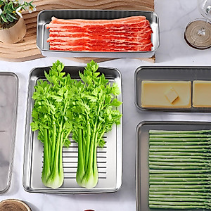 Maxcheck 6 Pcs Stainless Steel Food Containers with Lids 2 Metal Bacon Container for Refrigerator 2 Cheese Deli Meat Steamer Airtight Bacon Keeper 2 Food Clips for Freezer Buffet Kitchen