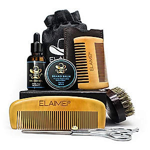 Beard Grooming & Trimming Kit for Men Care - Beard Brush, Beard Comb, Beard Oil 30ml, Mustache & Beard Balm Butter Wax 30g, Barber Scissors,Men Beard