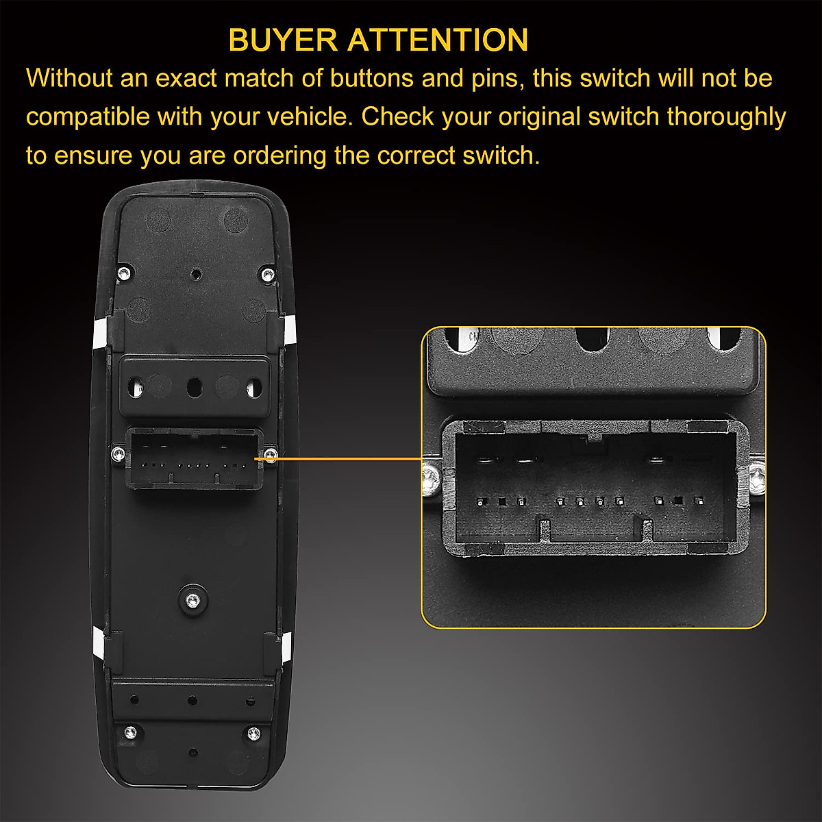 Master Power Window Switch | Replcaement for 2011-2020 Chrysler 300, 2015-2017 Chrysler 200, 2011-2019 Dodge Charger, 2016-2022 Ram 1500 2500 3500 | Replaces# 68139805AB, 56046823AE, 68231805AA