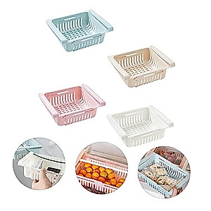 Amosfun 4pcs Storage Rack Fridge Space Saver Drawers Pallet Racking Refrigerator Out Bin Sliding Refrigerator Drawers Refrigerator Containers Pull Out Fridge Drawer Vegetable Pp Fruit Box