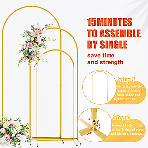 Anmakou Wedding Gold Arch Backdrop Stand 6FT,5FT,4FT Set of 3 Metal Arched Balloon Frame for Wedding Ceremony Birthday Party Baby Shower Anniversary Graduation Decoration