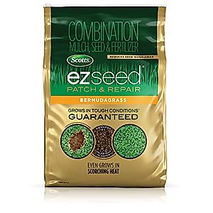 Scotts EZ Seed Patch and Repair Bermudagrass, 20 lb. - Combination Mulch, Seed, and Fertilizer - Tackifier Reduces Seed Wash-Away - Even Grows in Scorching Heat - Covers up to 445 sq. ft.