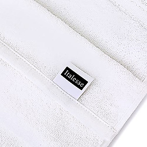Italesse 4-Pack Hand Towels (13 x 29 inches) - 100% Cotton Hand Towels, Highly Absorbent, Odor-Free, Soft Towels for Bathrooms, Hotels, Kitchens and Spas (White)
