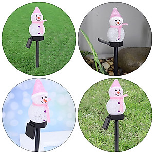 NUOBESTY 1pc Christmas Solar Christmas Night Light Christmas Pathway Markers Snowman Landscape Light Exterior Solar Powered Lights Creative Lawn Light Outdoor Ground Plug