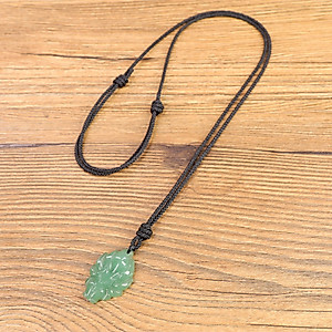 COAI Green Aventurine Stone Amulet Nine Tailed Fox Pendant Necklace for Women Girls