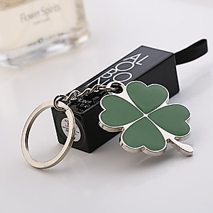 6pcs Four-Leaf Clover Fortune Keychain Lucky Shamrock Sparkling Charm Keyring St.Patrick Day