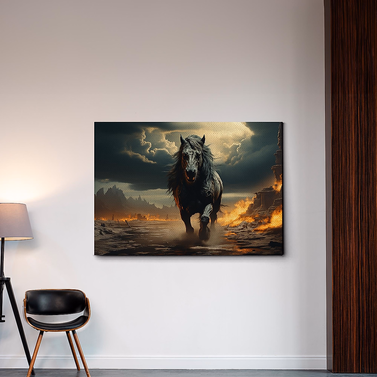 Majestic Black Stallion Galloping In The Clouds, Black Horse On Salt Flats, Canvas Print, Black Horse Print, Black Horse Wall Art, Canvas Prints, Wall Decor