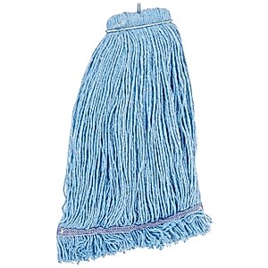 Impact 36132 Layflat Screw-Type Cut-End Blend Wet Mop Head with No-Tangle Band, 32 oz, Blue (Case of 12)