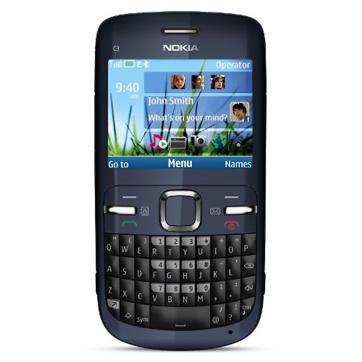 Nokia C3-00 Unlocked Cell Phone (Slate) with QWERTY, Dedicated E-mail Key, 2 MP Camera, Media Player, WLAN, and MicroSD Slot