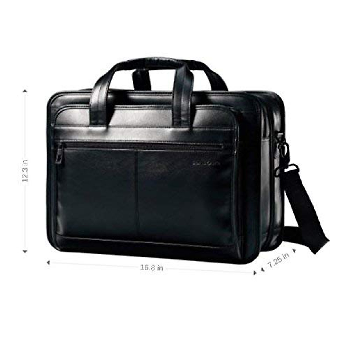 Samsonite Leather Expandable Briefcase, Black, One Size, 17"
