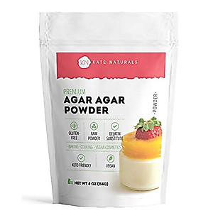 Kate Naturals Agar Agar Powder for Vegans, Baking, and Petri Dishes (4oz). Substitute Unflavored Gelatin Powder & Thickener for Vegan Jello & Gelatin Sheets. Keto-Friendly, Non-GMO & Gluten Free
