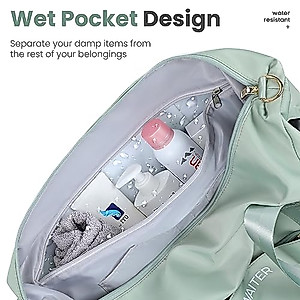 Weekender Bag with Shoe Compartment, Gym Bag for Women with Wet Pocket, Large Travel Bag with USB Charging Port for Travel and Gym-Green