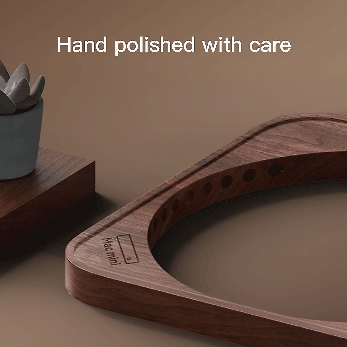 HEWYIOS Black Walnut Desktop Stand is Suitable for Mac Mini and Mac Studio, and The Heat Dissipation and dust Proof Base is Suitable for M1 M2 Host Accessories (Second Generation Upgrade Anti Slip)