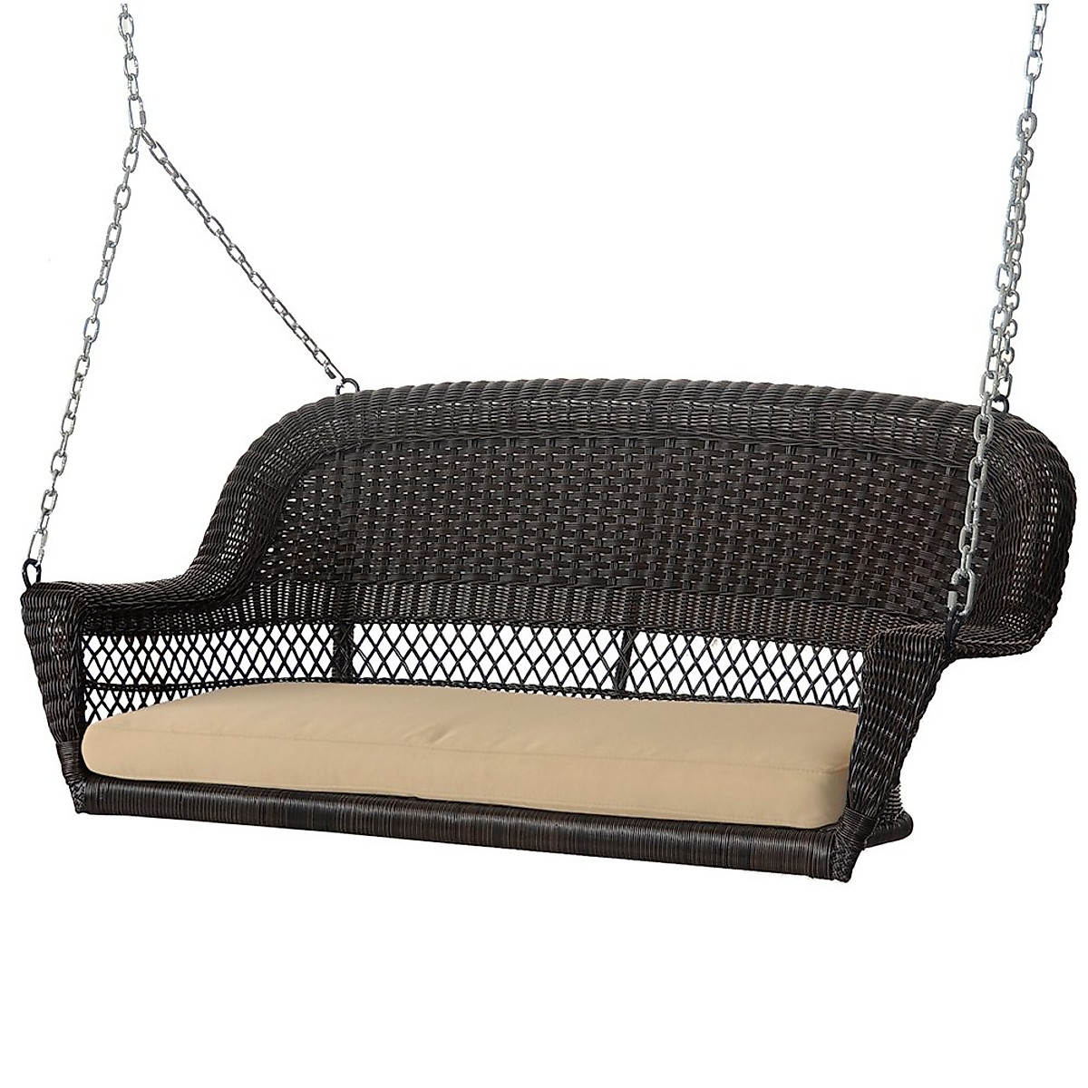 Jeco W00202S-A-FS006 Wicker Porch Swing, Espresso