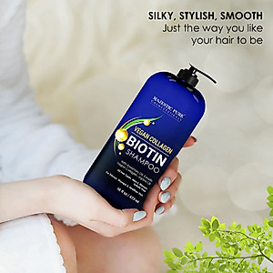 Majestic Pure Jamaican Black Castor Oil (16 oz) and Vegan Collagen Biotin Shampoo (16 oz) Bundle